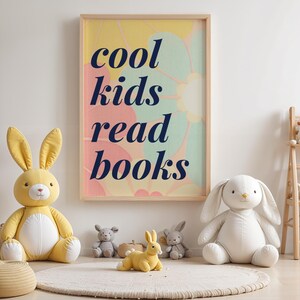 Cool Kids Read Books Poster, Retro Kids Room Wall Art, Bold Typography ...