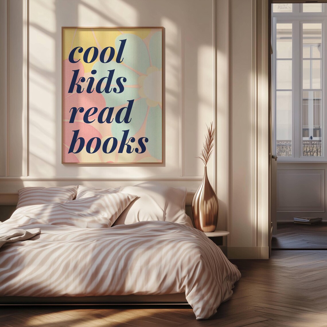 Cool Kids Read Books Poster, Retro Kids Room Wall Art, Bold Typography ...