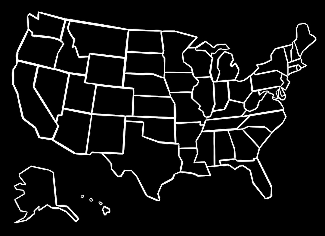 Black and White United States Outline - Etsy
