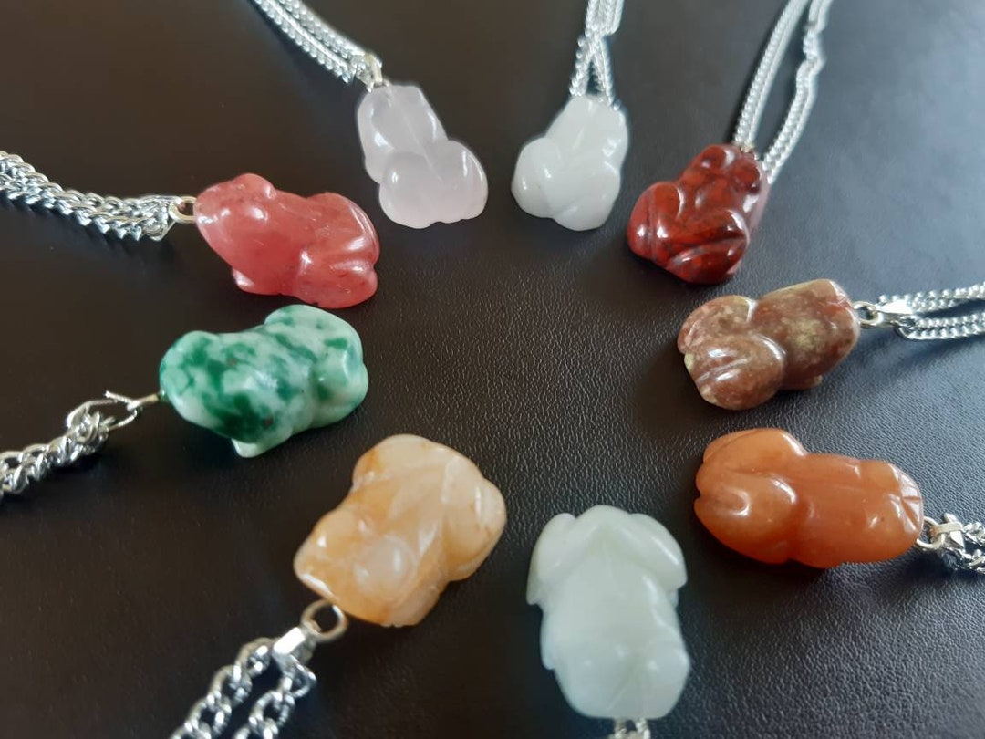 Carved Gemstone Frog Pendant Necklace. Gemstone Animal Pendants - Etsy