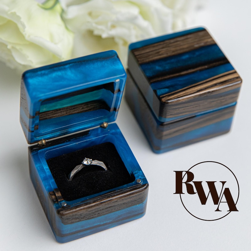 Epoxy Blue Wood Box - Etsy