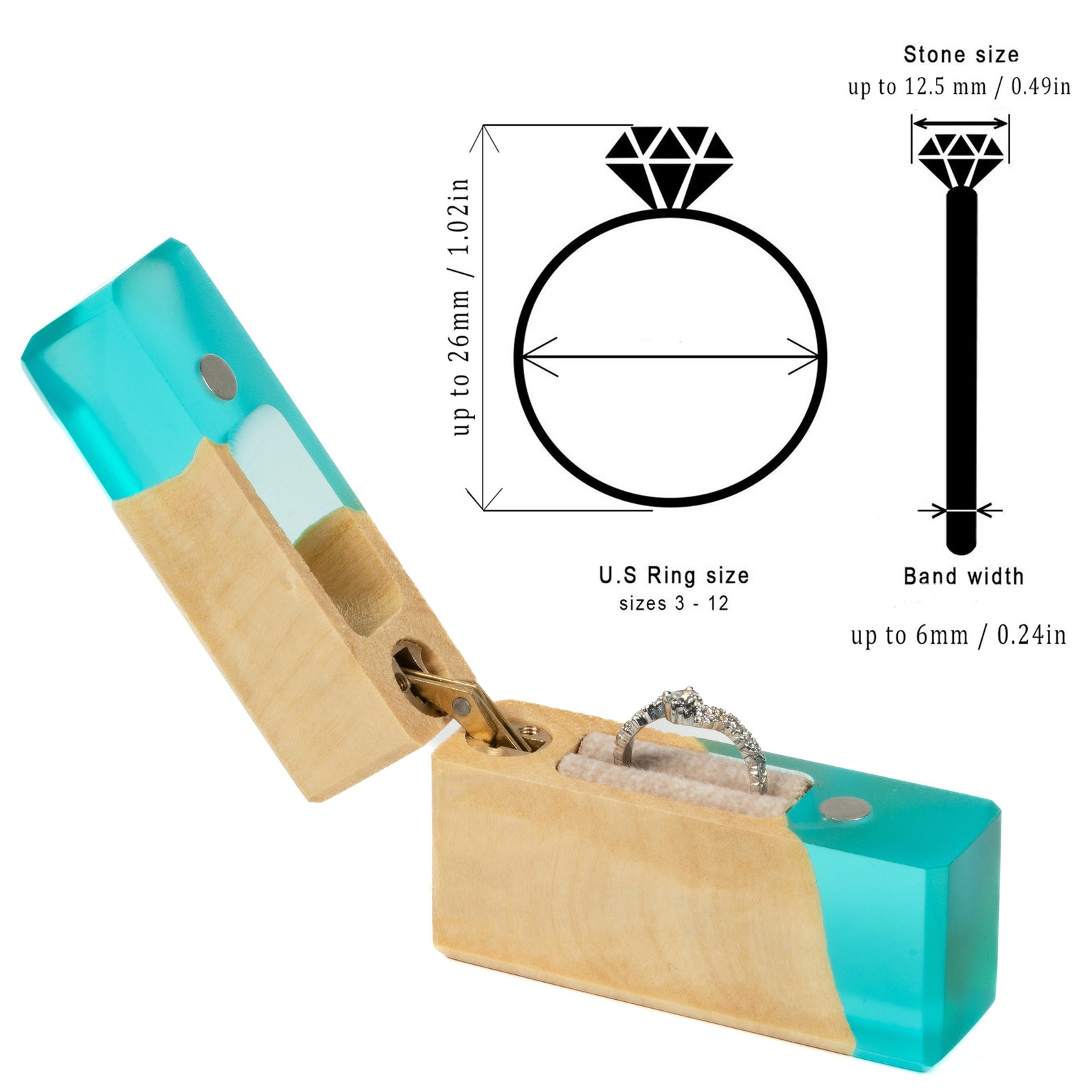 FLASH aqua Blue Epoxy Slim Ring Box for Proposal on the - Etsy