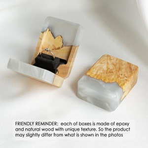 FLIP pearl Resin & Wood Engagement Ring Box Personalized. Compact ...