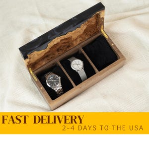 TEMPO Resin & Wood Watch Box for Men. Black Watches Case as Unique ...