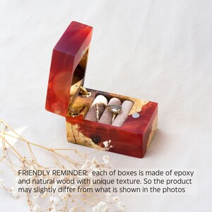 CHORD ruby Red Resin & Wood Double Ring Box. Luxury Multi Ring Box for ...