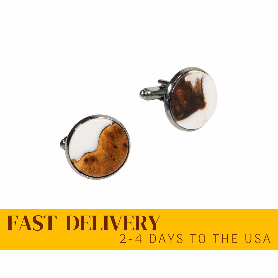 Personalized Cufflinks for Men From Resin & Wood. Wedding Monogram ...