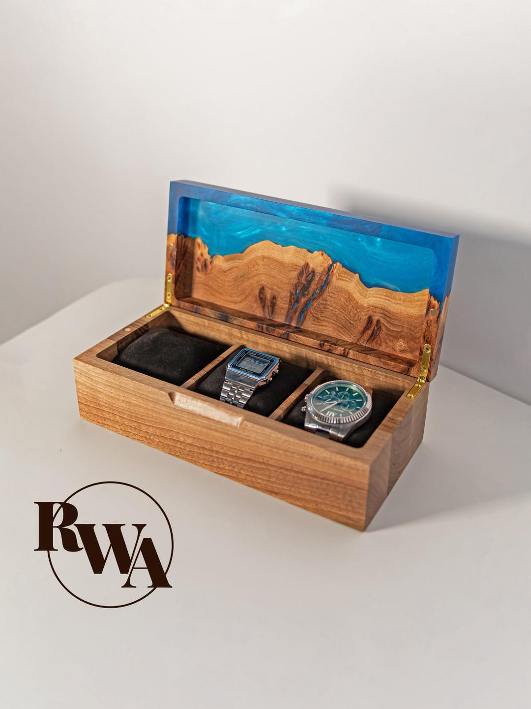 TEMPO – Epoxy & Wood Watch Holder for Worlds Best Dad Gift. Engraved 3 ...