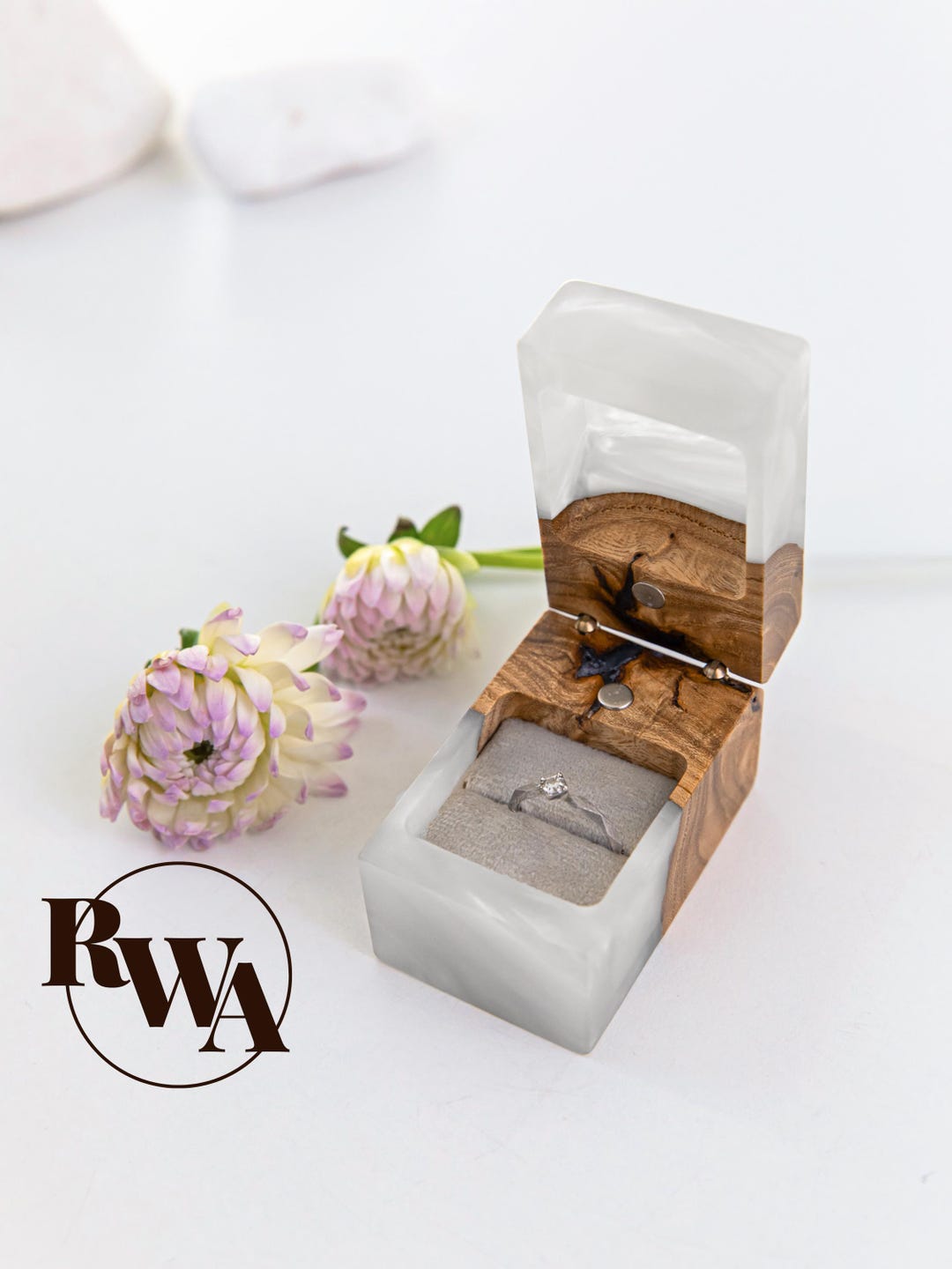 CHORD – Epoxy & Wood Unique Ring Box as Anniversary Gift. Custom ...