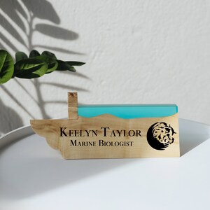 BIRD – Name Plate for Desk With Logo Made From Epoxy Resin and Wood ...