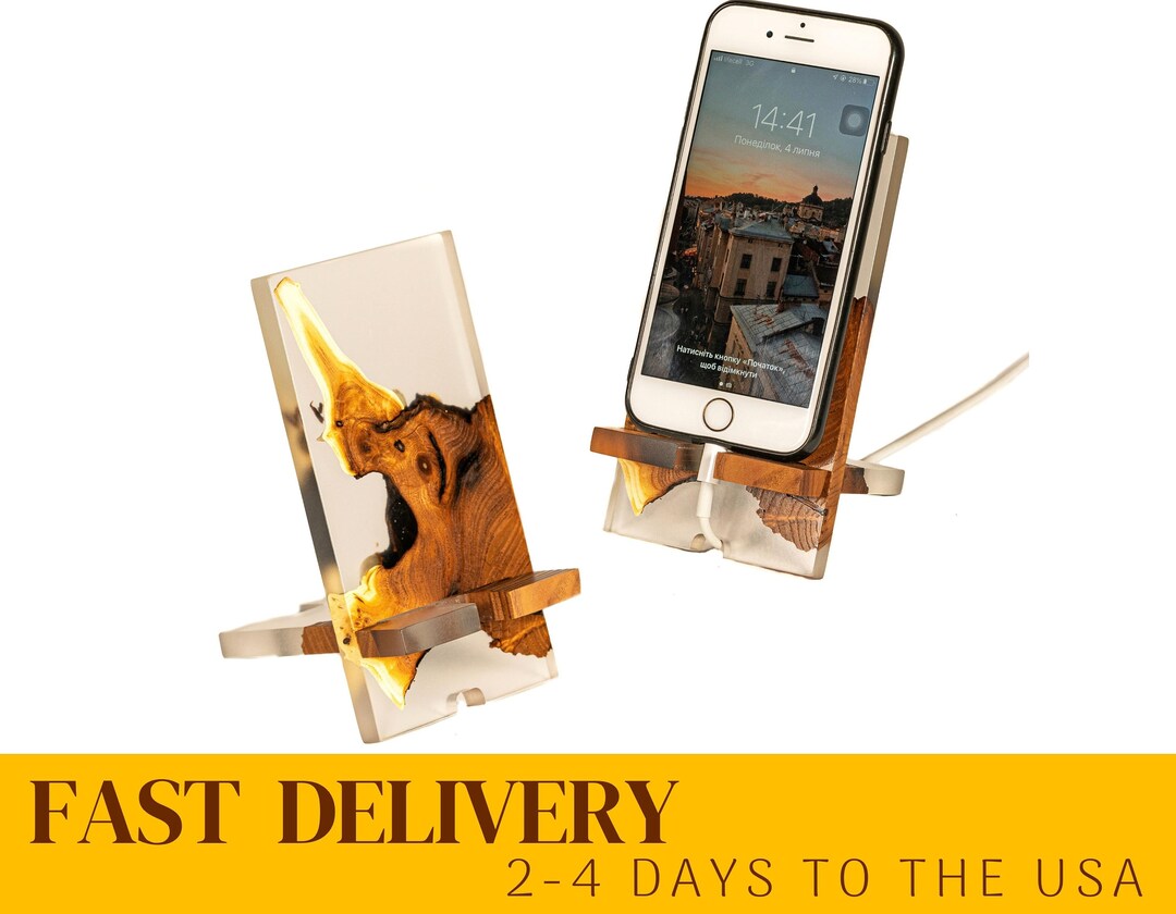 SMART Wooden Phone Stand of Transparent Resin. Original and - Etsy