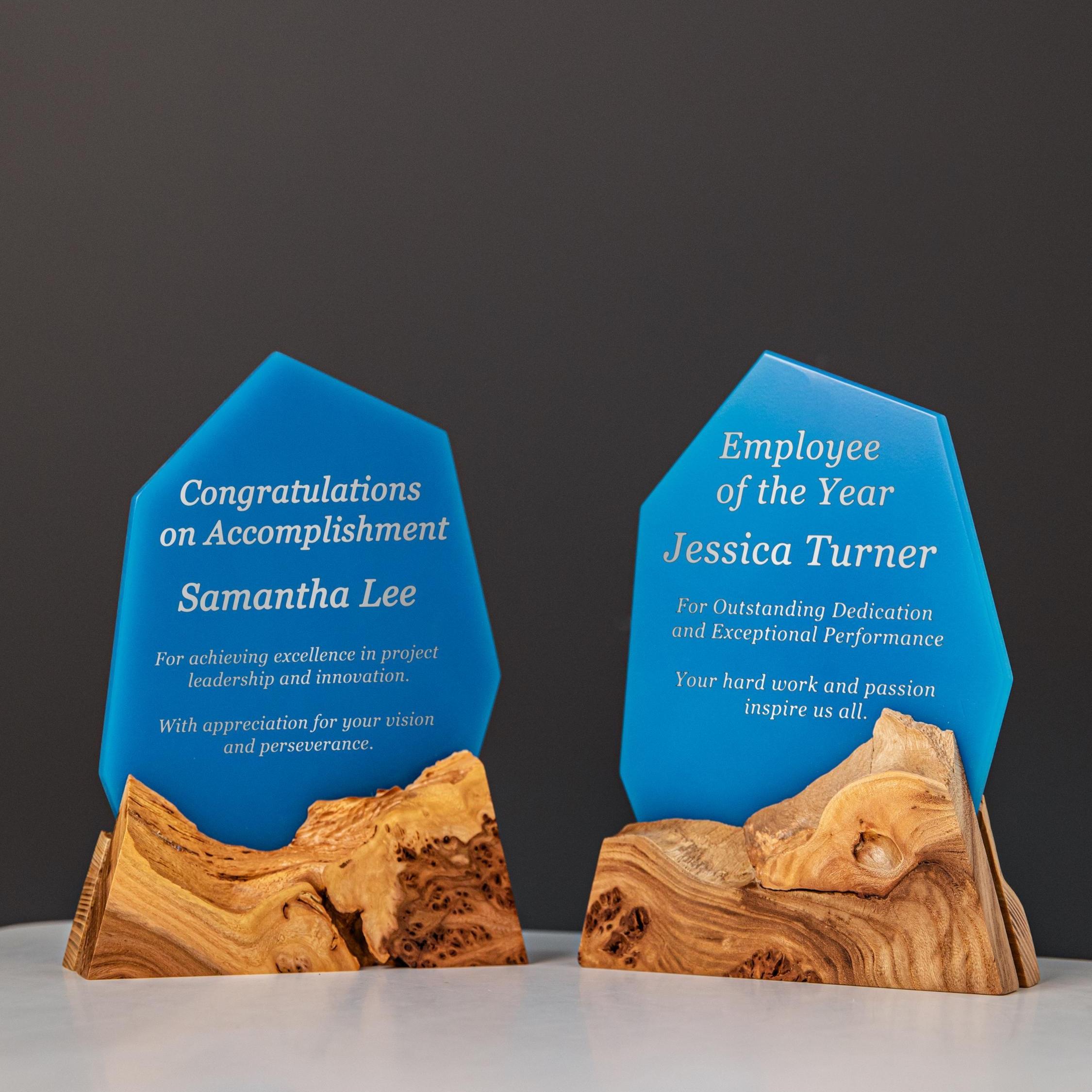 Recognition Award Made From Wood & Arcanid as Employee Gifts. Engraved ...
