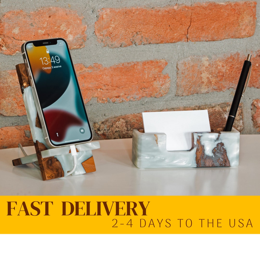 SMART pearl Resin & Wood Pen and Sticky Note Stand for Desk. Luxury ...