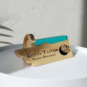 BIRD Name Plate for Desk With Logo Made From Epoxy Resin and Wood ...