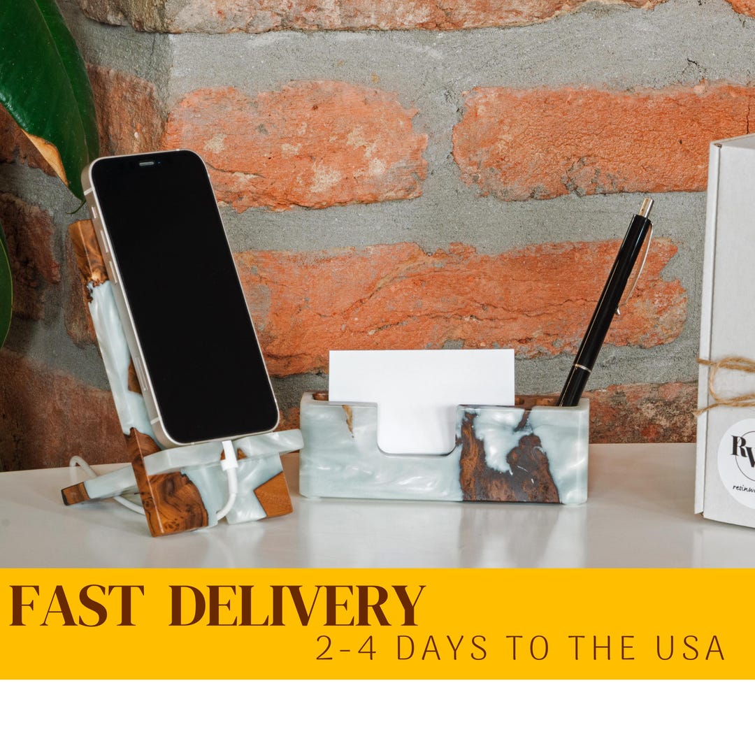 SMART pearl Resin & Wood Pen and Sticky Note Stand for Desk. Luxury ...