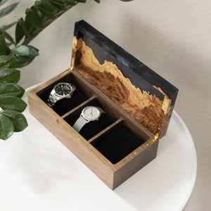 TEMPO – Resin & Wood Watch Box for Men. Black Watches Case as Unique ...