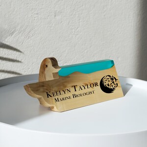 IDENTITY – Elegant Desk NAME PLATE for Men of Epoxy & Wood. Engraved ...