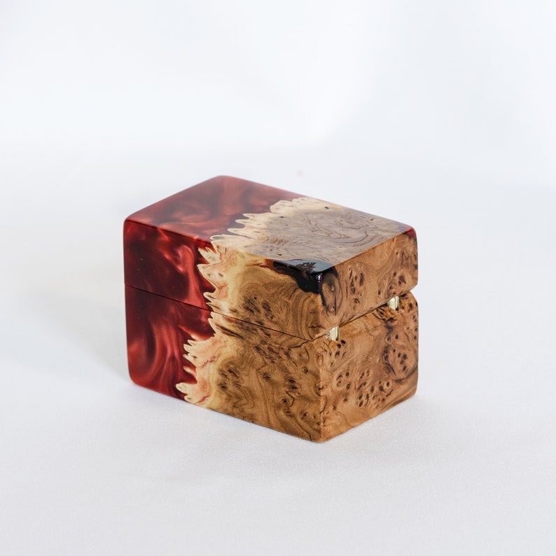 CHORD ruby Red Resin & Wood Double Ring Box. Luxury Ring - Etsy