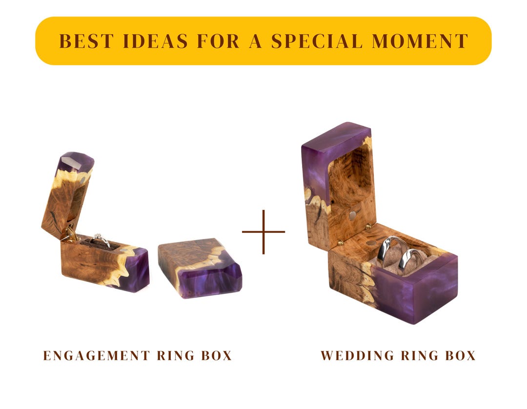 Purple Ring Box for Wedding and Engagement Ceremonies. Resin and Wood ...