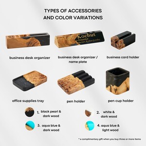 ELEMENT – office Desk Accessories for Men. Resin & Wood Desk Organizer ...