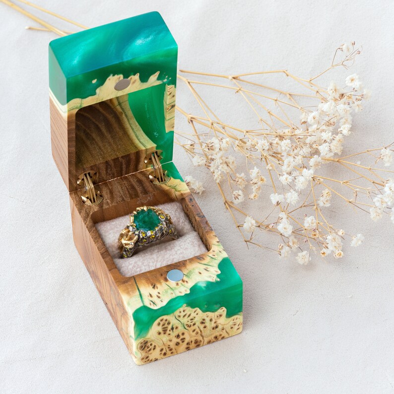 CHORD ruby Red Resin & Wood Double Ring Box. Luxury Ring - Etsy