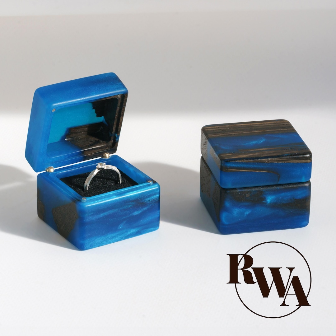 MUSE – Wood & Epoxy Small Ring Box. Custom Engagement Ring Box as ...