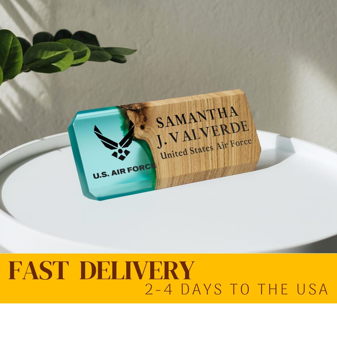 MODERN – Epoxy & Wood Desk Name Plate for Office Decor. Personalized ...