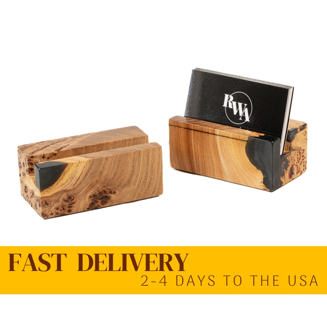 ELEMENT – Unique Wooden Cards Stand for Desk. Wood Business Card Holder ...