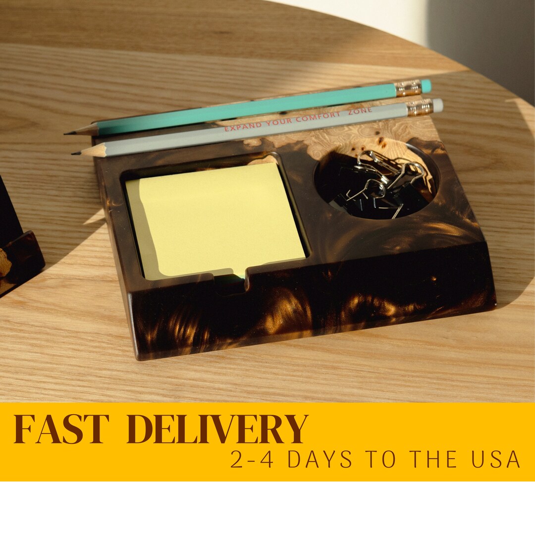 BASIC - Wood and Epoxy Desk Organizer. Retirement Gift for Police ...