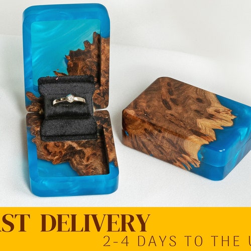CHORD Purple Resin & Wood Engagement Ring Box. Art Epoxy - Etsy