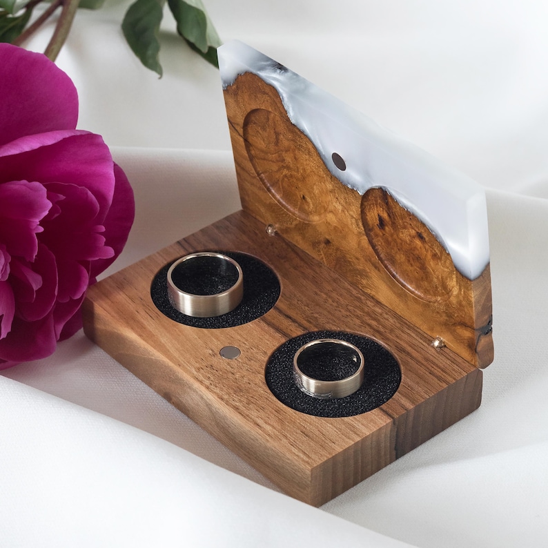 PIANO – Unique Wedding Ring Box Epoxy & Wood for Newlywed Gift ...