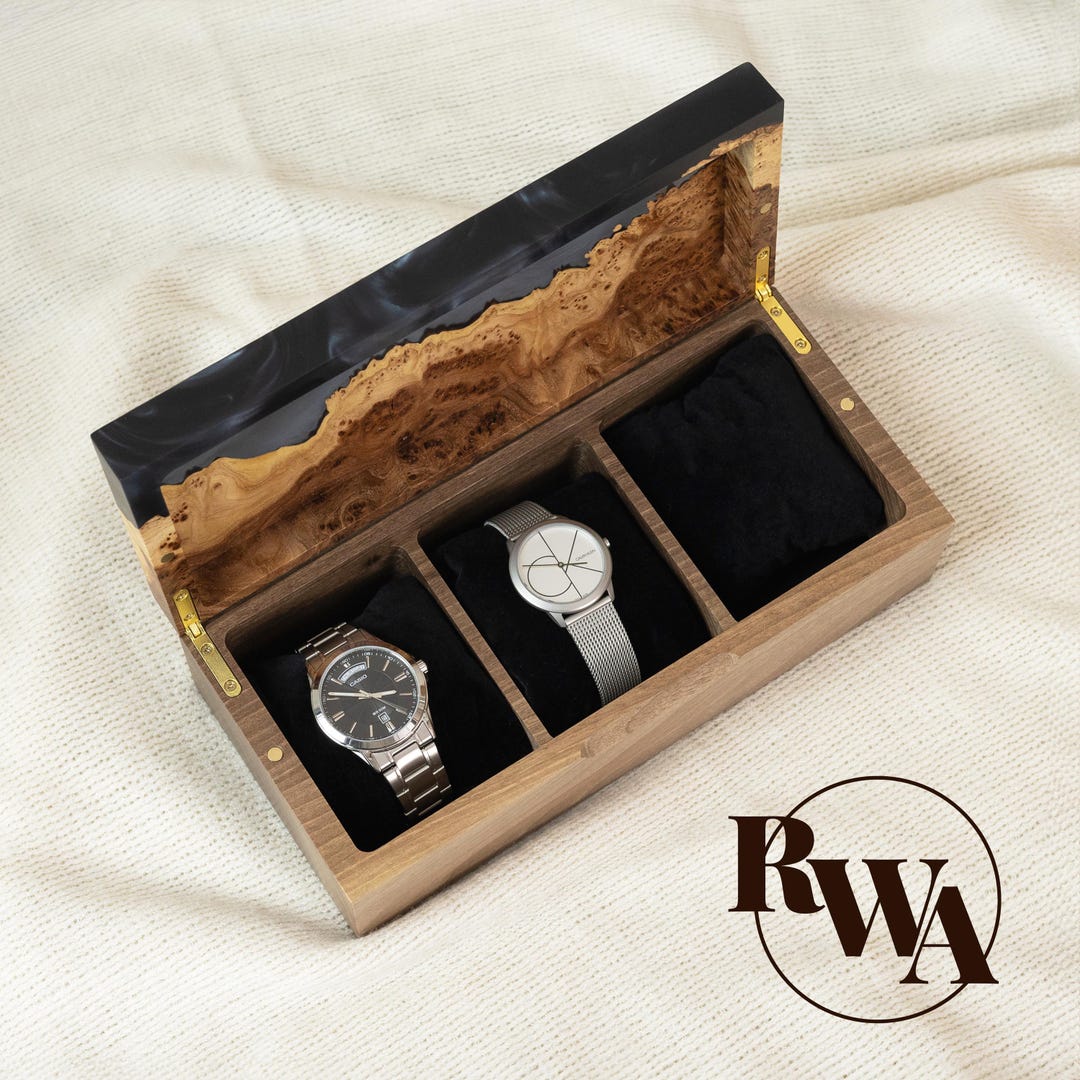 TEMPO – Resin & Wood Watch Box for Men. Black Watches Case as Unique ...