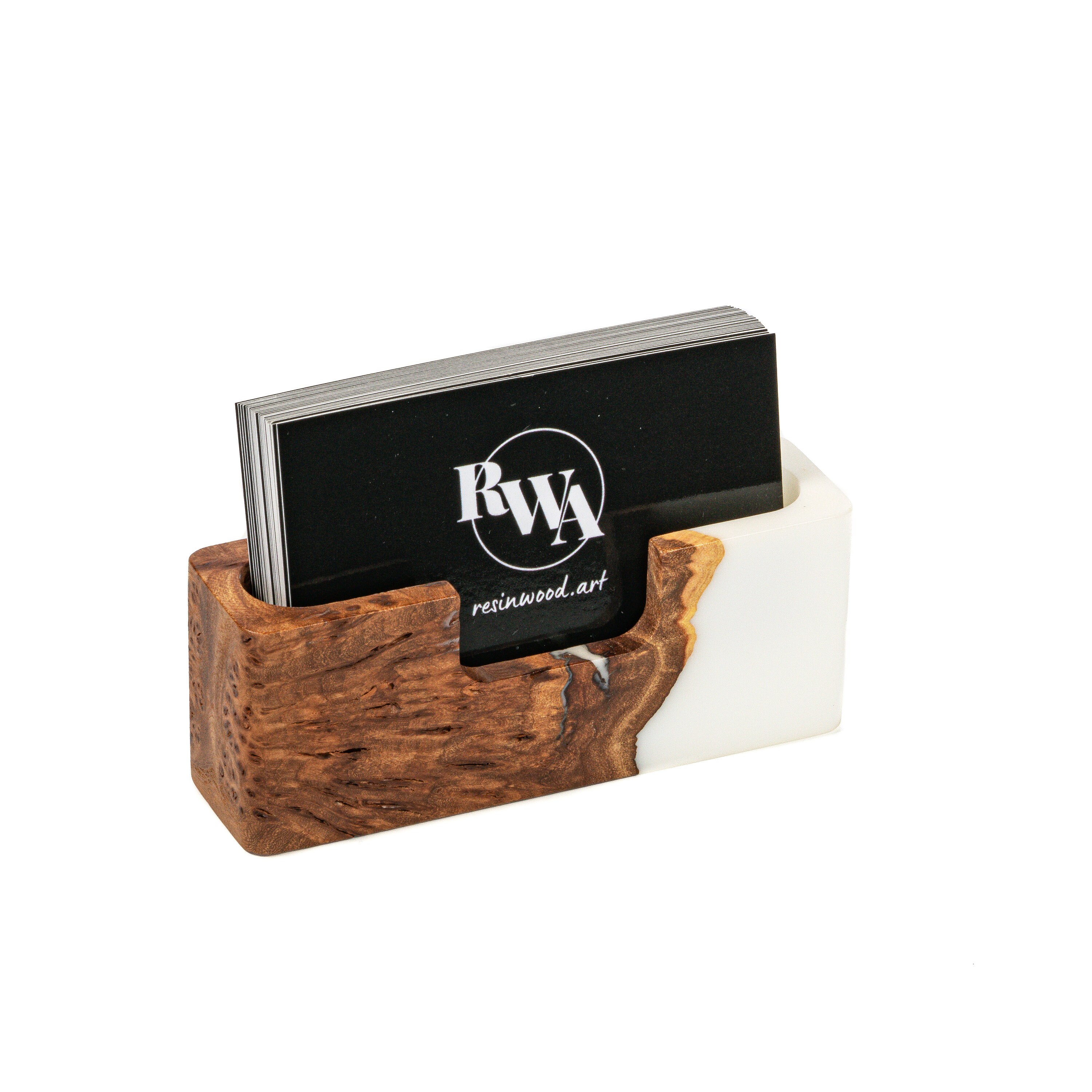 SMART White Resin & Wood Business Card Stand Cute. Unique - Etsy