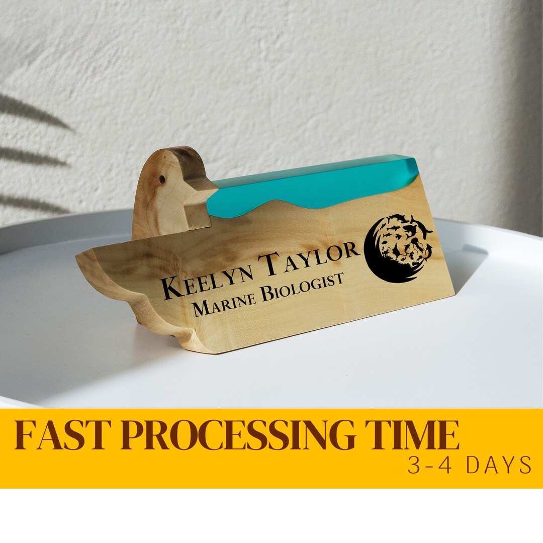 BIRD Name Plate for Desk With Logo Made From Epoxy Resin and Wood ...