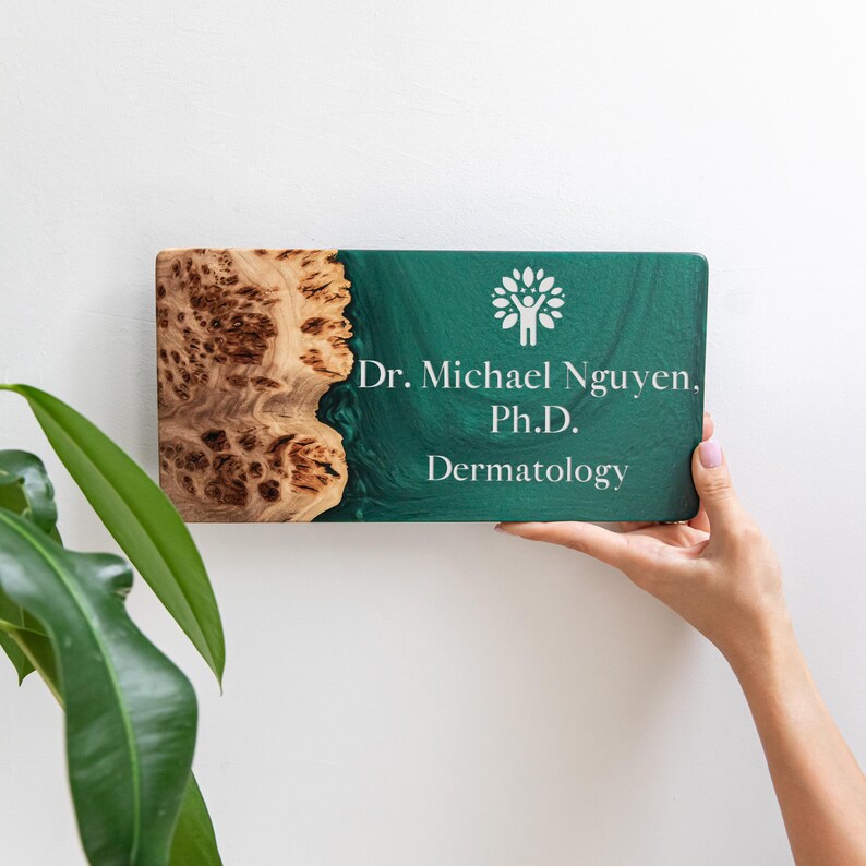 Hospital Name Sign From Epoxy Front Door. Wooden Wall Name Plate for ...