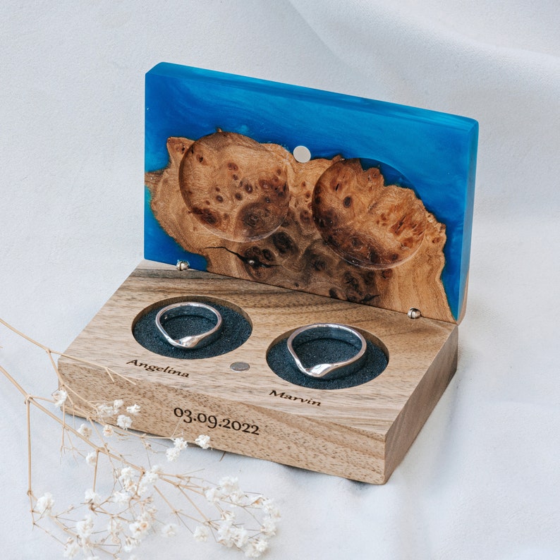 PIANO – Unique Wedding Ring Box Epoxy & Wood for Newlywed Gift ...