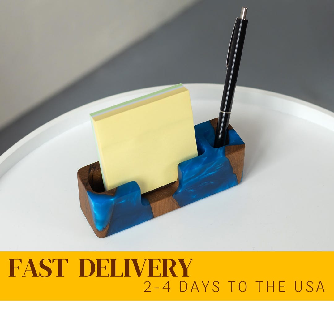 SMART – Pen and Sticky Note Holder for Desk From Cobalt Blue resin ...