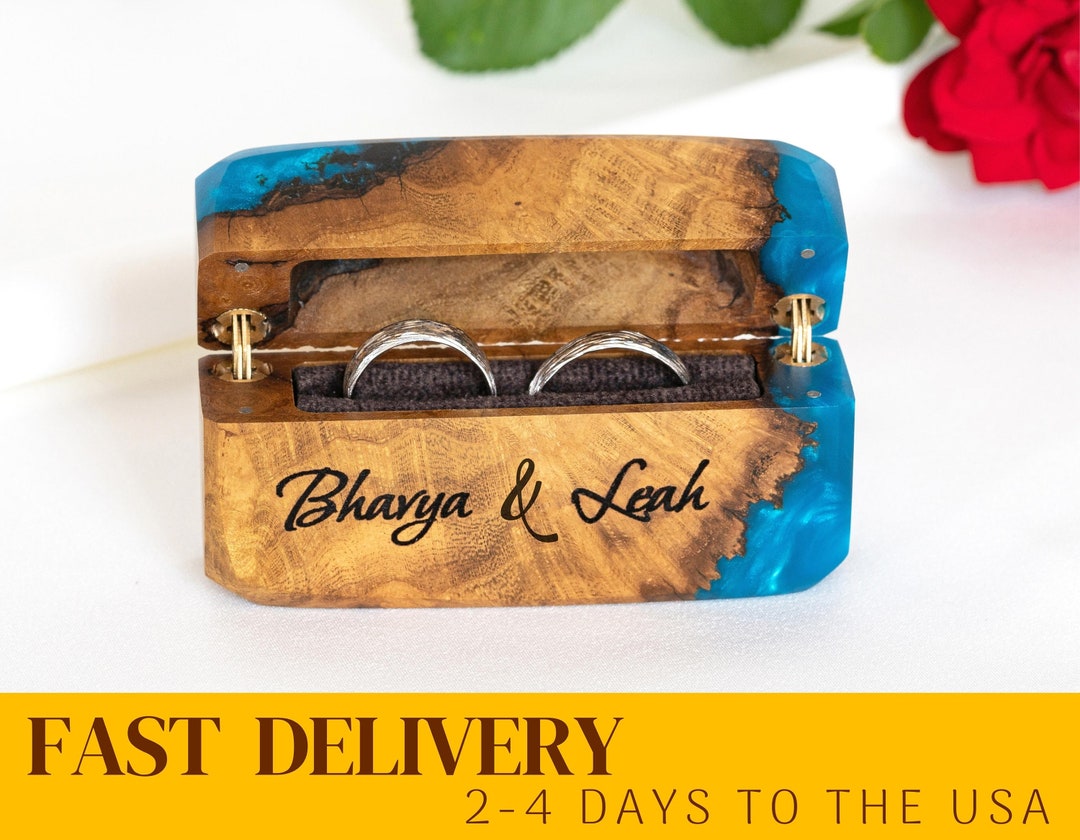 FLASH Blue Slim Double Ring Box for Wedding Ceremony. Luxury - Etsy
