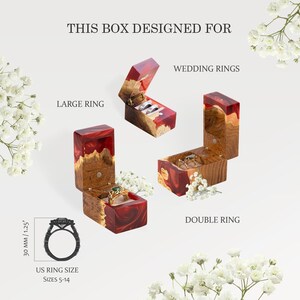 CHORD – ruby Red Resin & Wood Double Ring Box. Luxury Multi Ring Box ...
