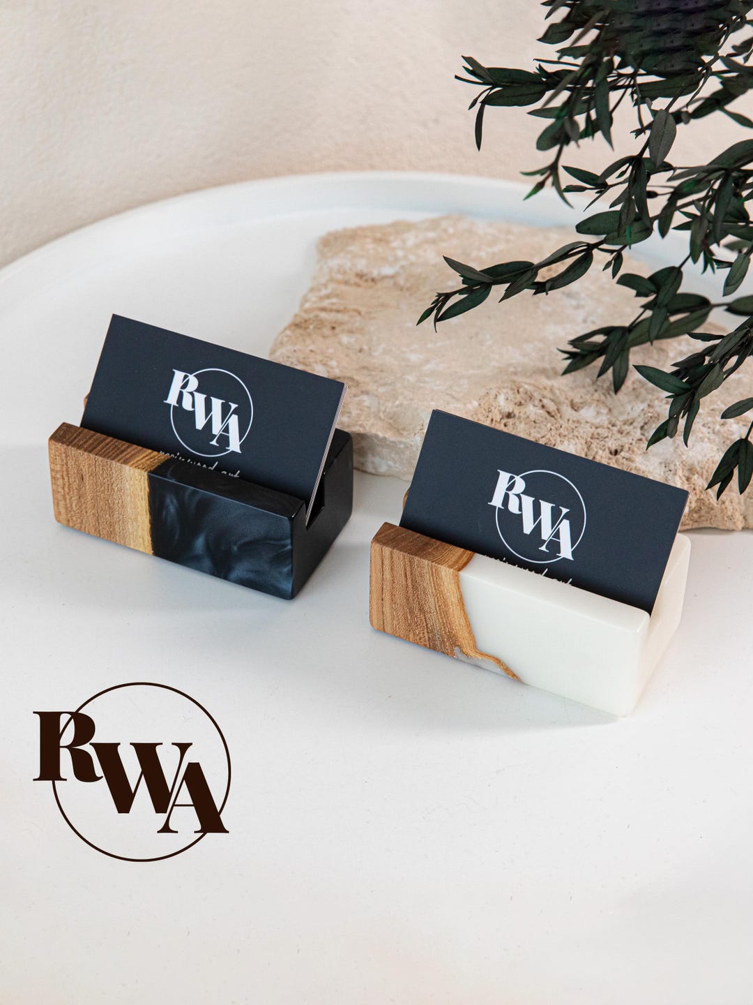 ELEMENT – Wooden Business Card Holder From Epoxy Resin. Personalized ...
