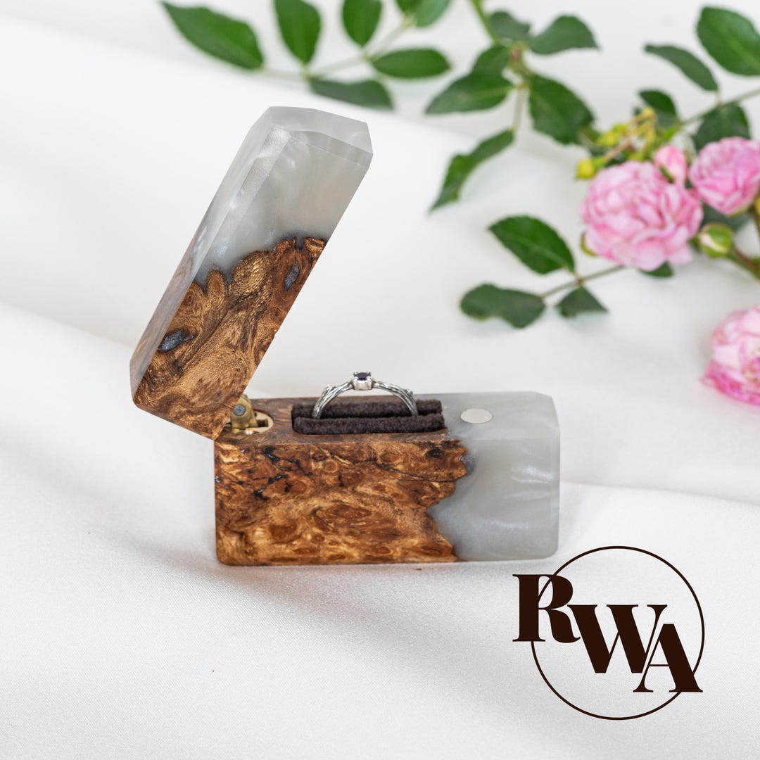 FLASH – Epoxy Resin Engagement Ring Box. Wooden Proposal Ring Box as ...
