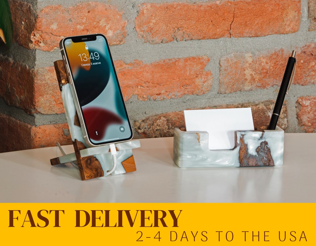 SMART pearl Resin & Wood Pen and Sticky Note Stand for Desk. - Etsy