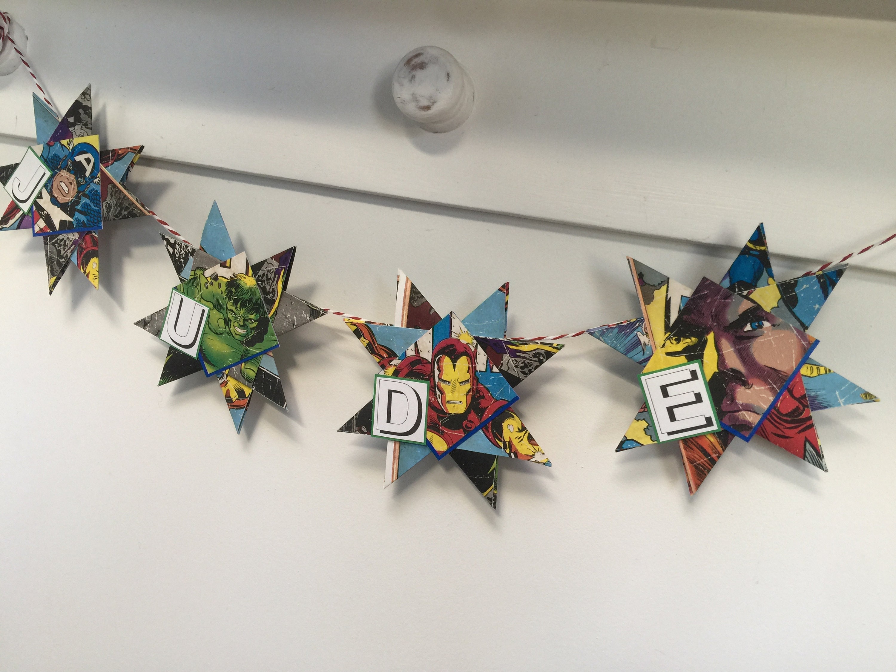 Marvel Comics Large Star Name Banner Garland Personalised - Etsy