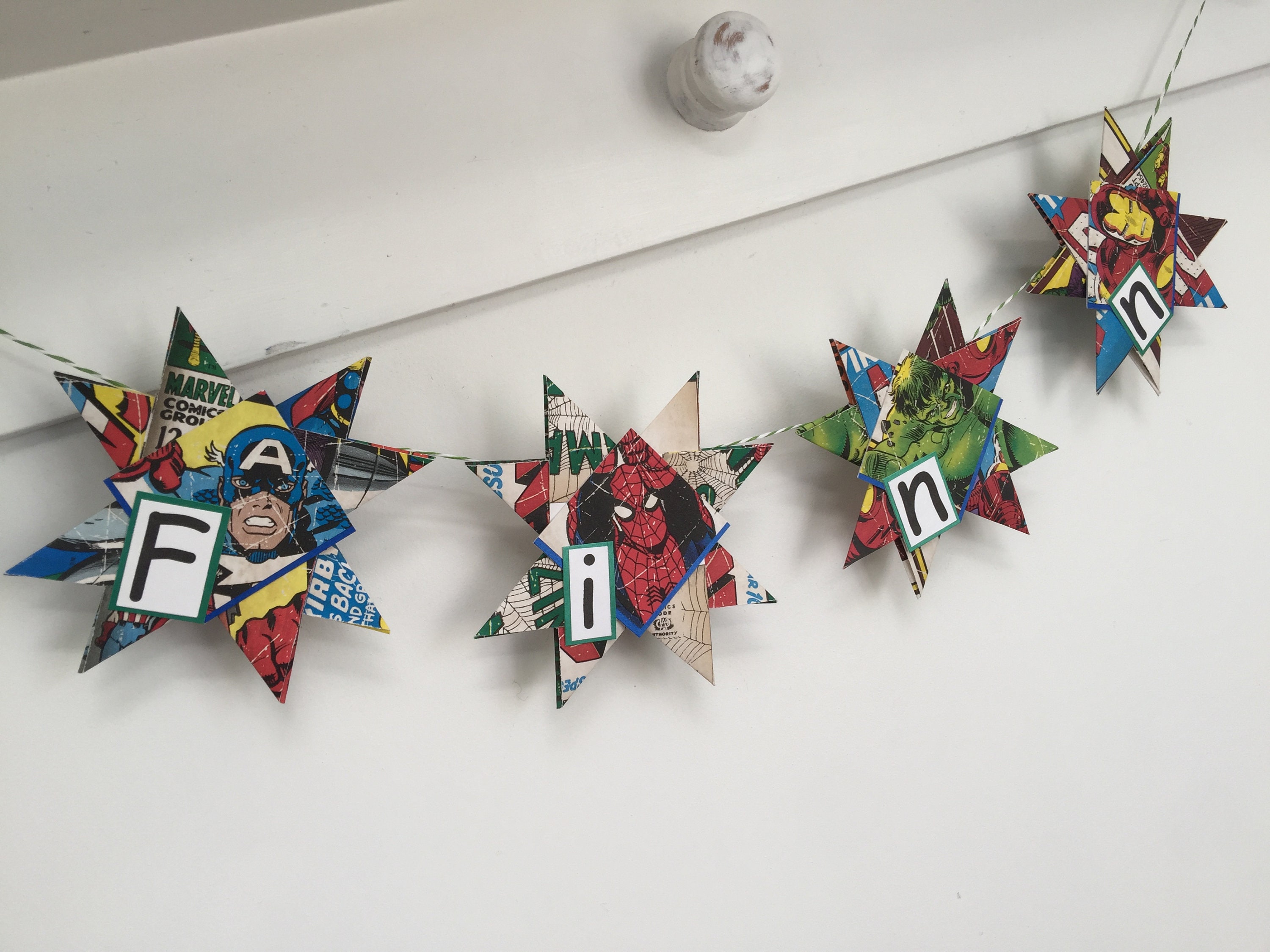 Marvel Comics Large Star Name Banner Garland Personalised - Etsy