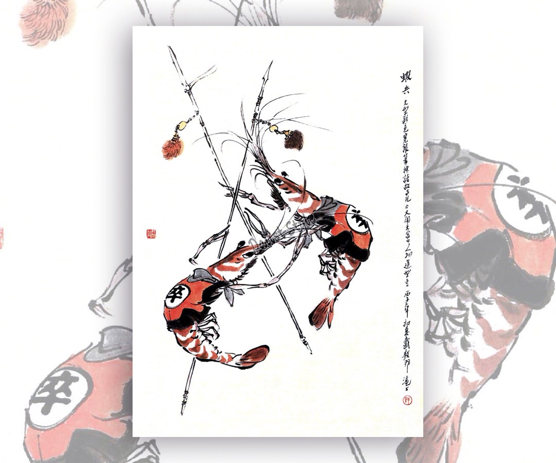 Shrimp Soldier-journey to the West, Traditional Chinese Fine Art Print ...