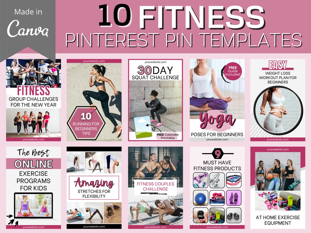 10 Fitness Pinterest Templates | Video Pin Templates | Lead Magnet ...