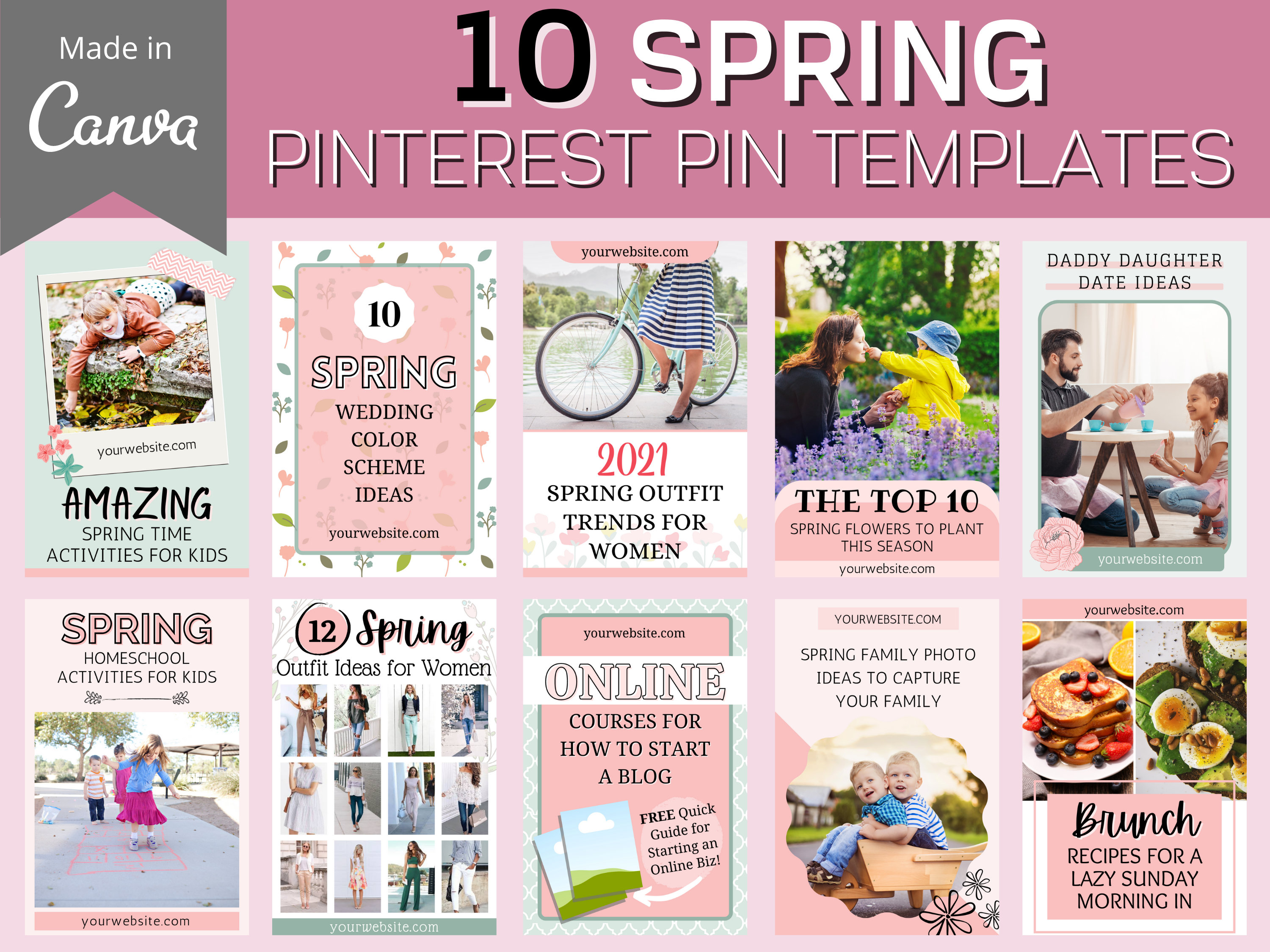 10 Spring Pinterest Templates | Video Pin Templates | Social Media ...