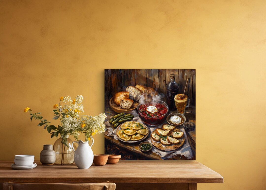 Eastern European Art, Slavic Feast Canvas Art – Rustic Kitchen Decor ...