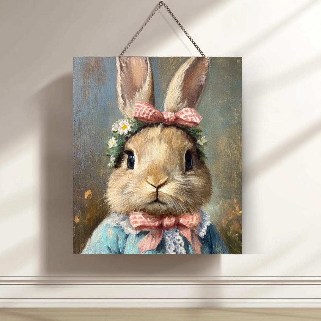 Easter Bunny Canvas Art Print, Oil Painting Style Wall Hanging ...
