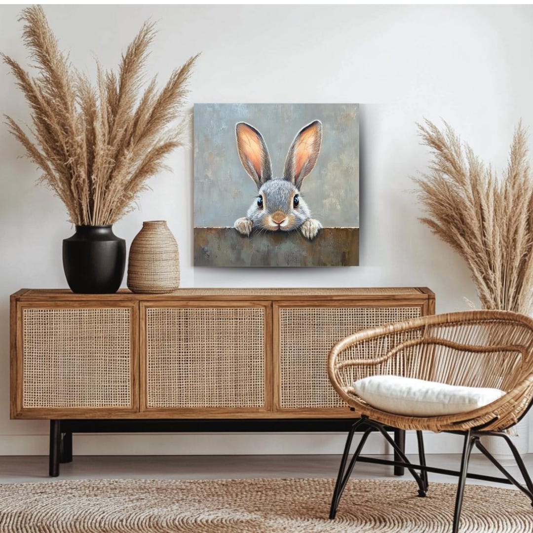 Easter Bunny Canvas Art Print, Oil Painting Style Wall Hanging ...