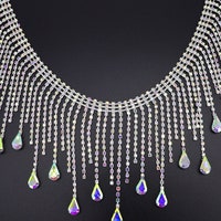 Rhinestone Fringe Trim, Silver Crystal Rhinestone Tassel Chain, Diamond ...